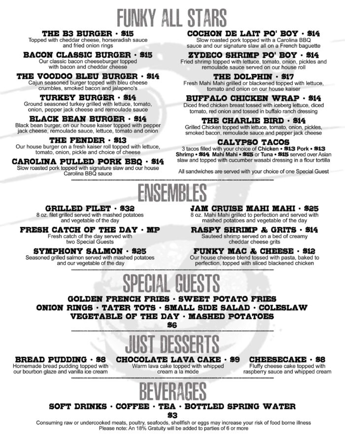 Main Menu : The Funky Biscuit